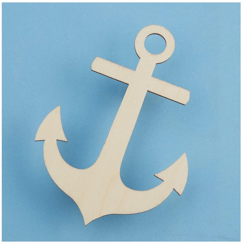 Amazon.com: Pack of 24 Unfinished Wood Anchor Cutouts by Factory Direct ...
