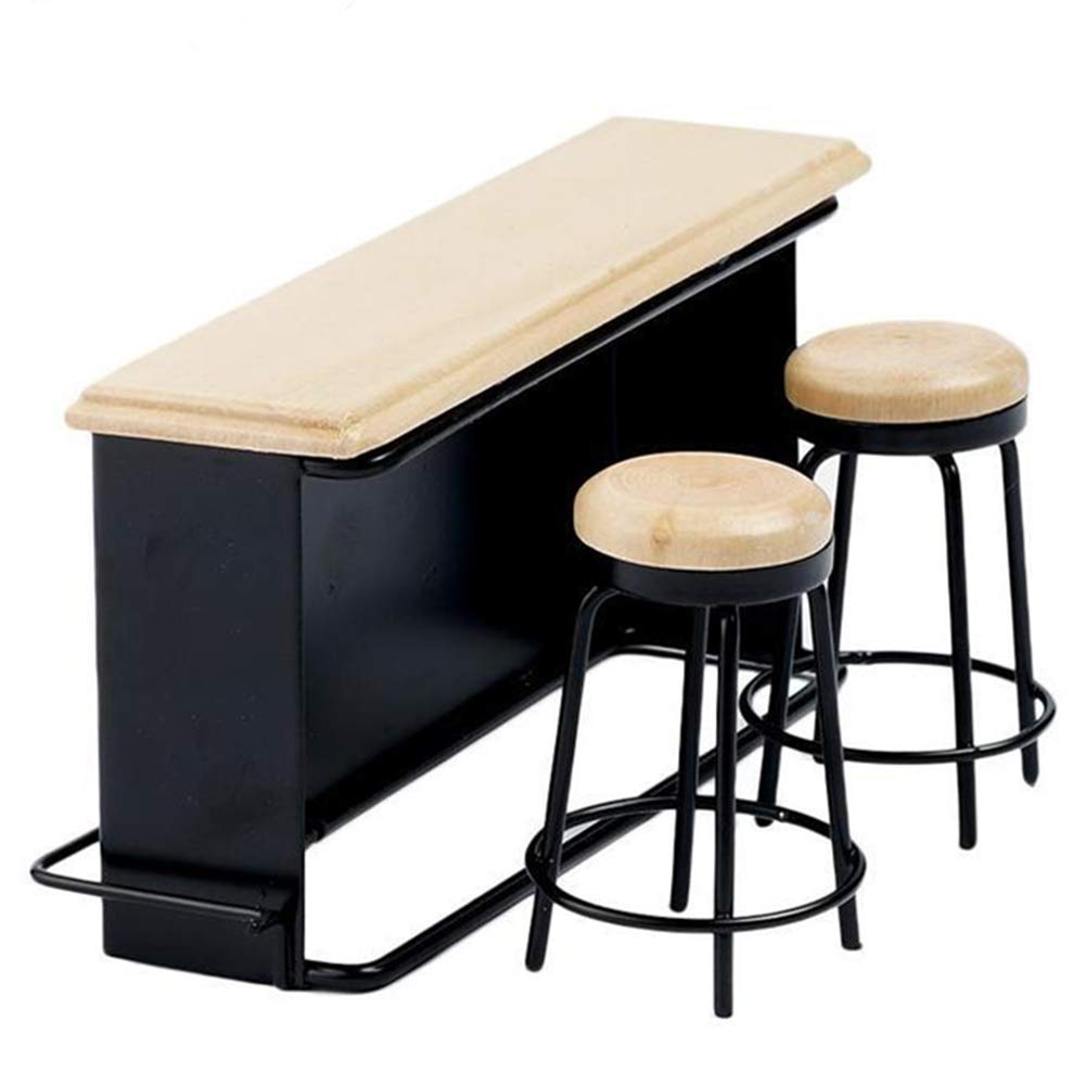 Buy Dollhouse Bar Counter with 2 Stools 1:12 Miniature Furniture Decor ...