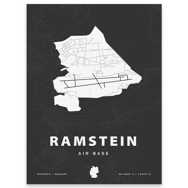 Ramstein Air Base Map Print – 12×16 inches Unframed Artwork (Cream ...