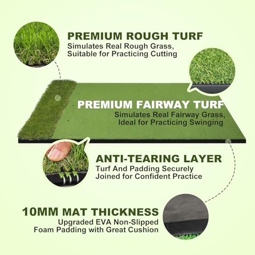 ToVii 5x4 ft Dual Turf Golf Mat, Thickened Golf Practice Mat Golf ...