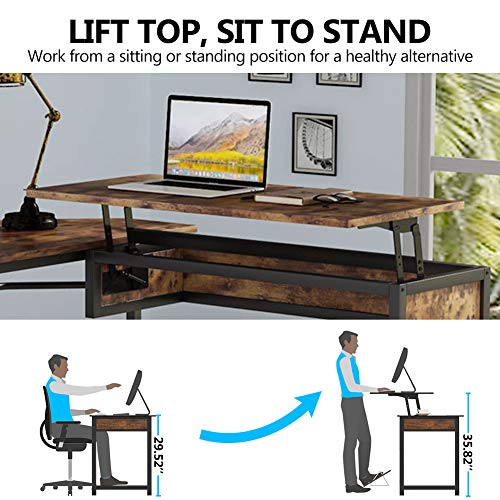Buy Tribesigns L Shaped Desk with Lift Top, Modern Sit to Stand Corner ...