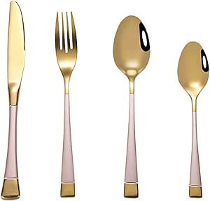 Amazon.com | Thomaso 48 Piece Gold Plated Silverware Flatware Cutlery ...