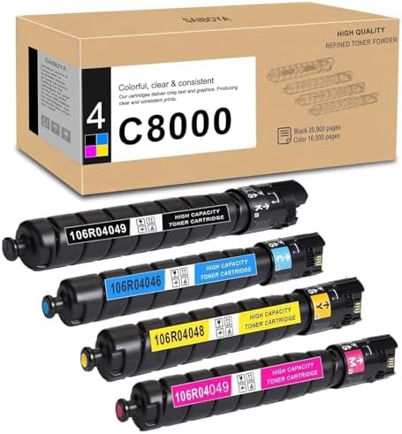 Amazon.com: C8000 Toner Cartridge Extra High-Yield 106R04046 106R04047 106R04048 106R04049 (BK ...