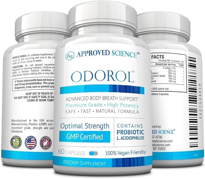 Approved Science Odorol – 60 cápsulas – Refresca el mal aliento y el ...