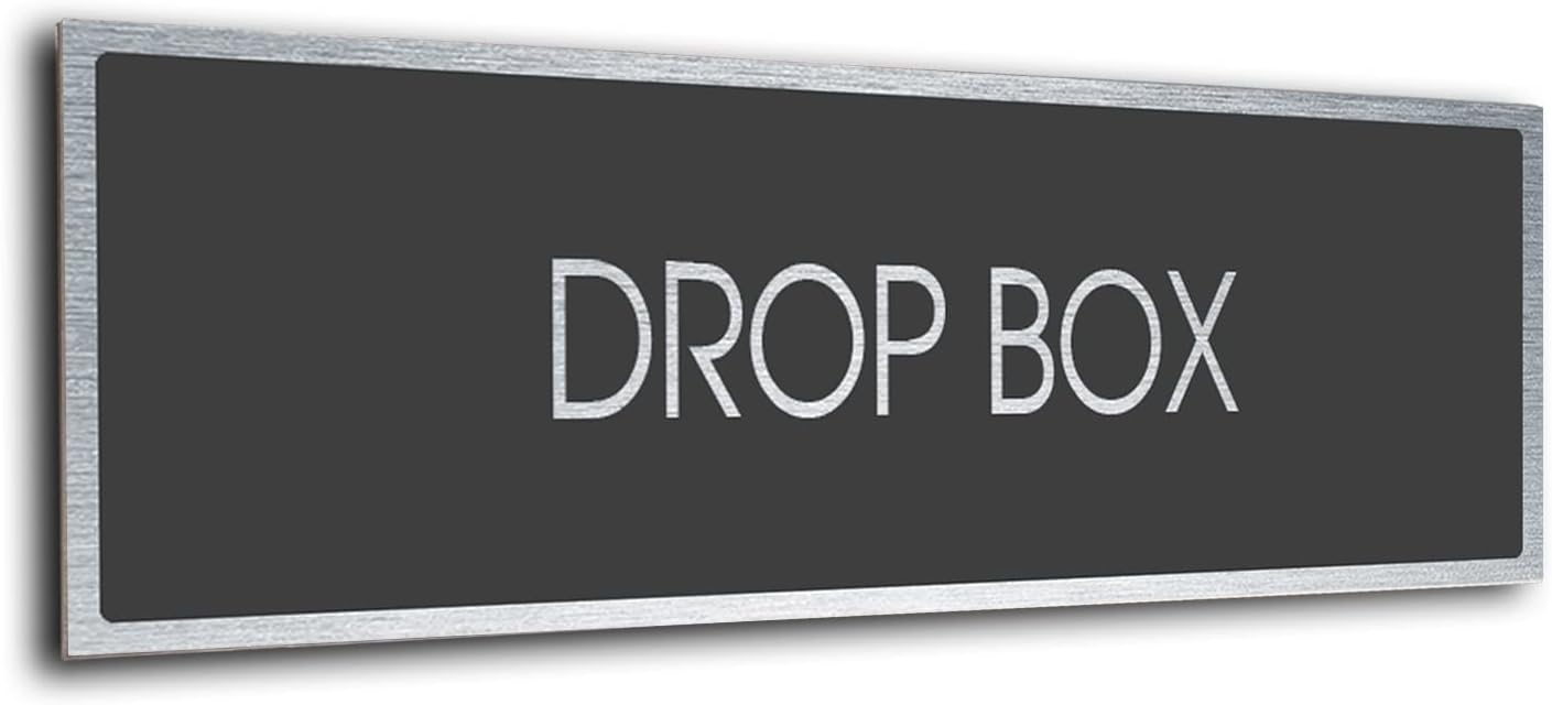 Amazon.com : Drop Box Door Sign - Modern Brushed Metal Door Sign ...
