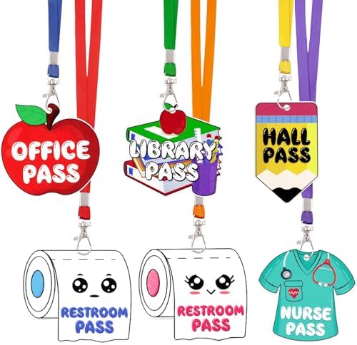 Amazon.com: 12Sets Hall Pass Lanyards for Classrooms First Day of ...