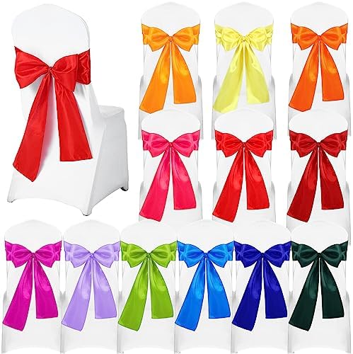 Amazon.com: Newwiee 36 Pcs Assorted Color Satin Chair Sashes Bows ...