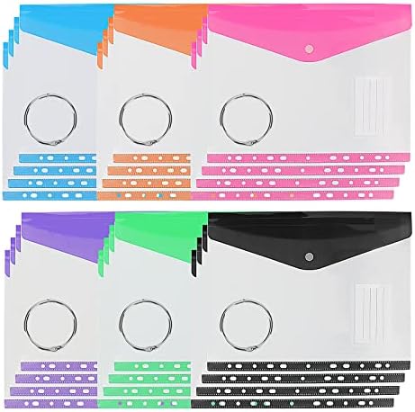 JAPCHET 24 Pack A4 Plastic Punched Wallets Pockets, A4 Expandable ...