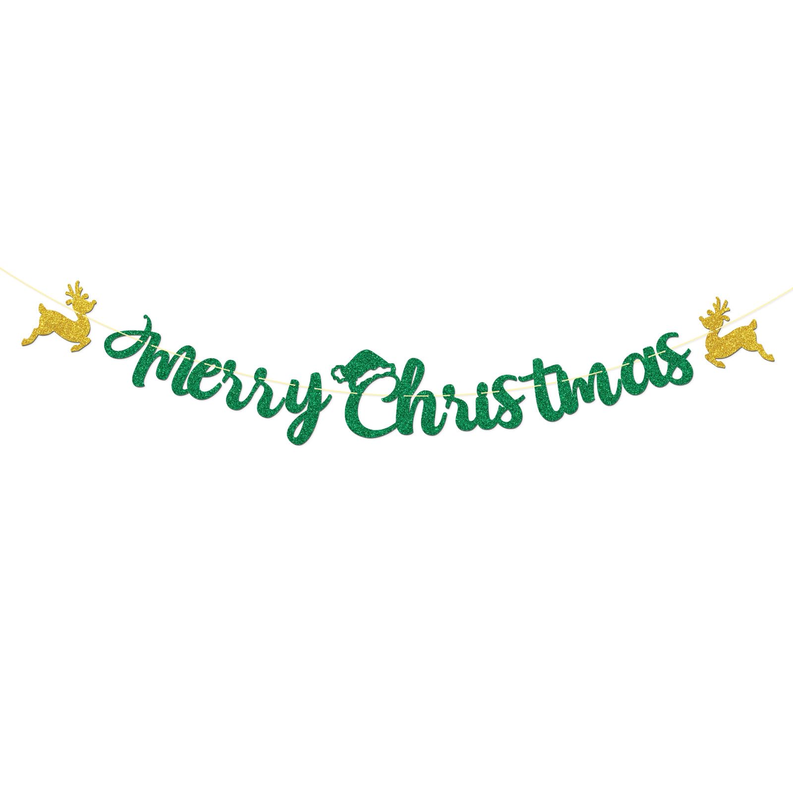 Merry Christmas Banner, Green Glitter Christmas Party Holiday Party ...
