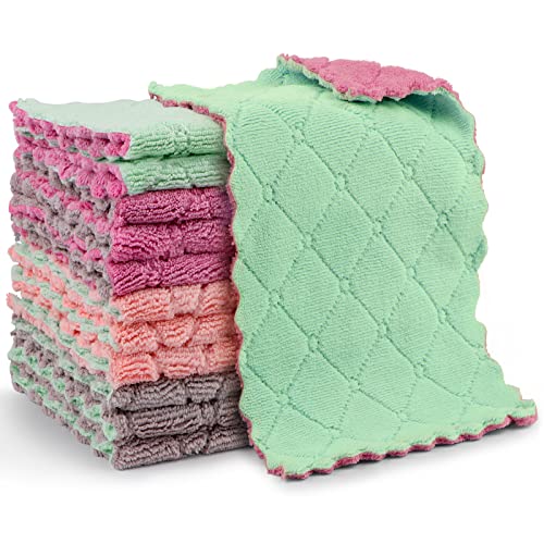 Buy AIDEA Kitchen Dish Cloth - 12 Pack, Super Absorbent Coral Fleece ...