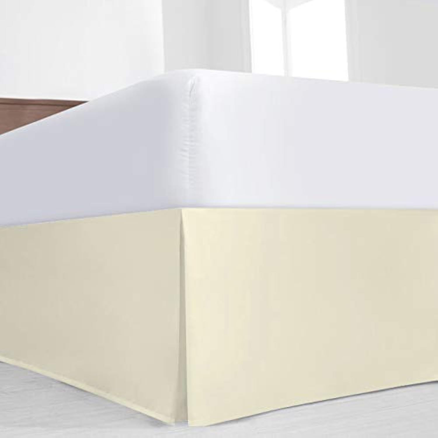 Amazon.com: Ivory Queen Size Luxury Tailored Bed Skirt - 18" Drop ...