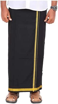 Men's Cotton Pentex Dhoti - Kerala Style Single Mundu with Golden ...