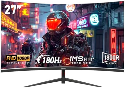 suevery 27 Pulgadas Monitor 180Hz Curvo Gamer Monitors 1800R FHD ...