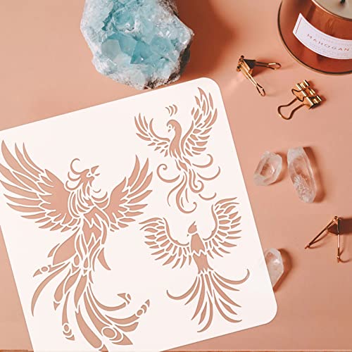 FINGERINSPIRE Phoenix Stencils for Painting 30x30cm Reusable Firebird ...