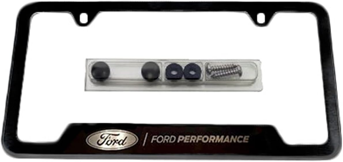 Amazon.com: FORD PERFORMANCE Black Stainless Steel License Plate Frame ...