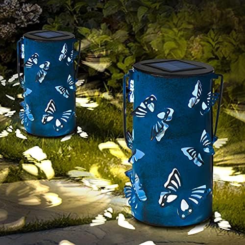 Solar Lanterns Metal Butterfly Garden Decor,2 Pack Butterfly Solar ...
