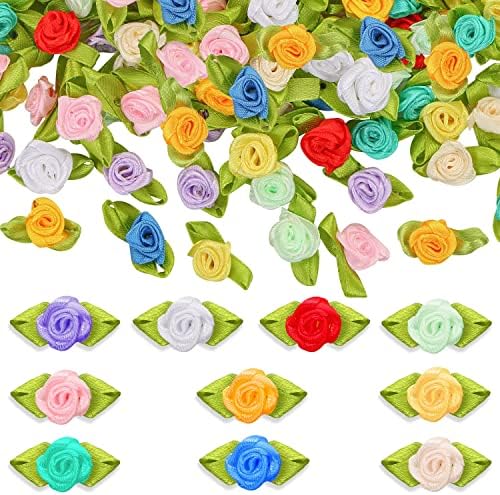 200Pcs Mini Ribbon Roses for Crafts, UHOMENY Tiny Artificial Fabric ...