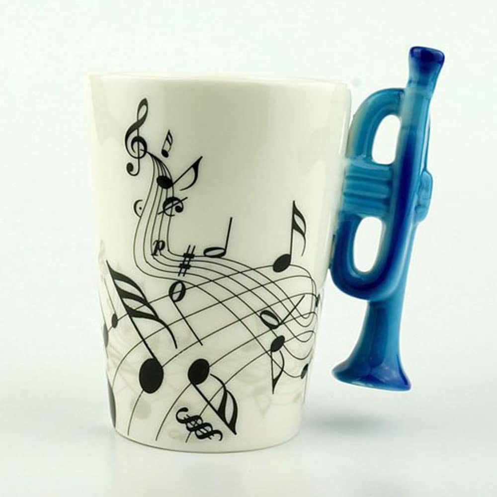 Amazon.com: Somswcpass 13.5 Oz Music Notes Pattern Ceramic Coffee Mug ...