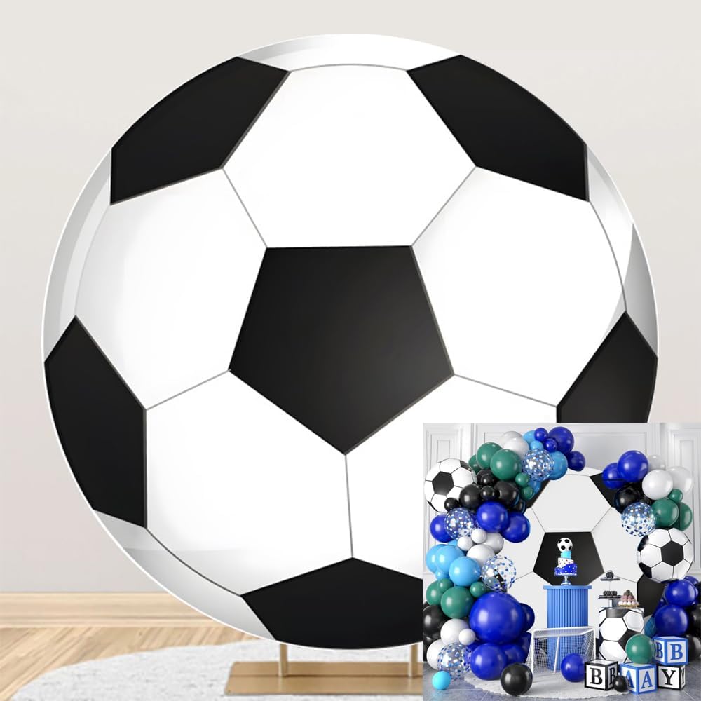 Amazon.com: Laeacco 7.5x7.5ft Soccer Round Backdrop Sports Theme ...