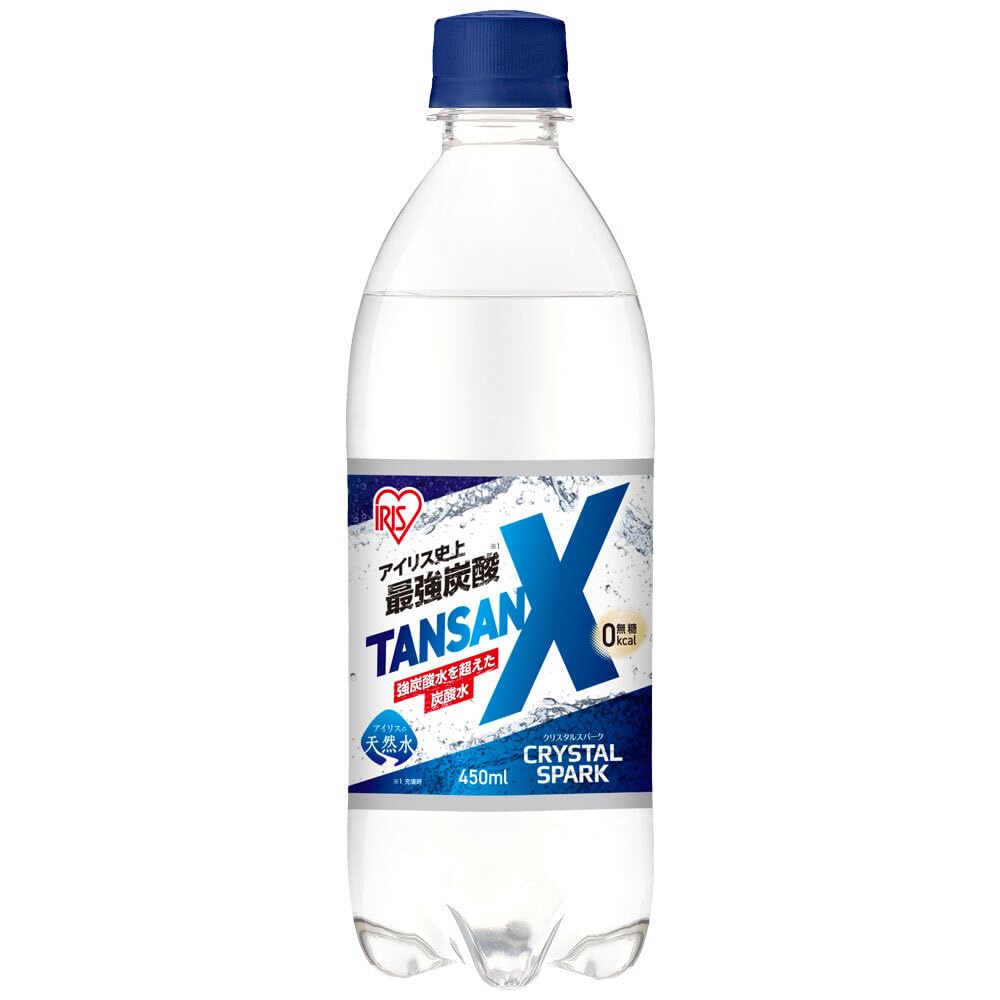 Amazon.co.jp: CRYSTAL SPARK(クリスタルスパーク) 炭酸水 450ml ×48本 TANSAN X 強強炭酸水 アイリスオーヤマ ペットボトル ケース 450 ...
