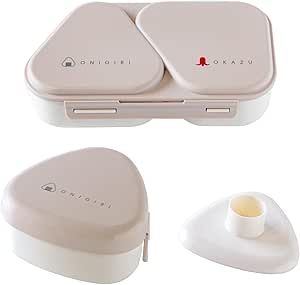 Amazon.co.jp: オーエスケー（OSK) おにぎりランチケース & おにぎりケース セット 弁当箱 ベージュ 押し型付 電子レンジ対応 LS-15 LS-20 日本製 : 食品・飲料・お酒