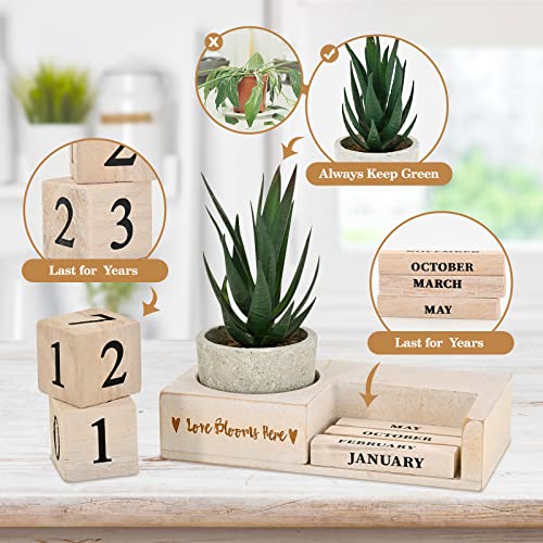 Snapklik.com : Wooden Block Calendar For Desk Decorative Date Blocks ...