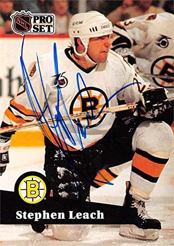 Stephen Leach autographed Hockey Card (Boston Bruins, 67) 1991 Pro Set ...