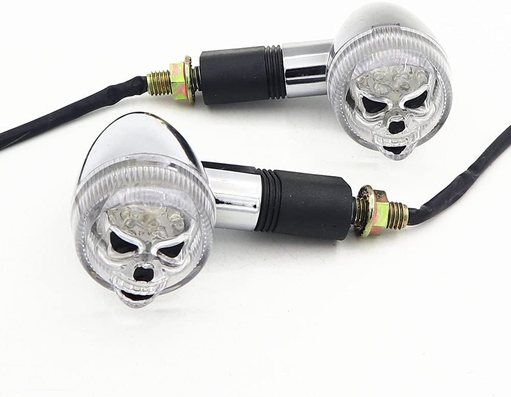 Amazon.com: kucehiup Skull Head LED Amber Turn Signal Motorcycle Turn ...