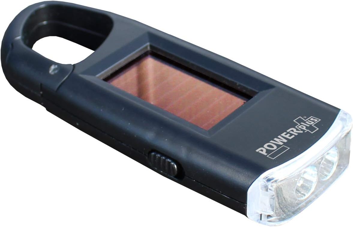 POWERplus Viper Pocket Solar Powered LED Flashlight with Carabina Clip ...