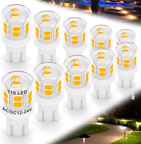 Neanete Low Voltage Landscape Replacement led Light Bulb 12v T5 T10 Wedge Base 25W Equivalent 1 ...