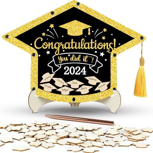 Amazon.com: gisgfim Graduation Guest Book Class of 2024 Black Gold ...