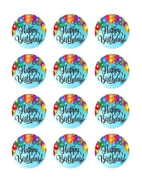 Amazon.com: 2" Pre-Cut Round Happy Birthday Edible Images For Your ...