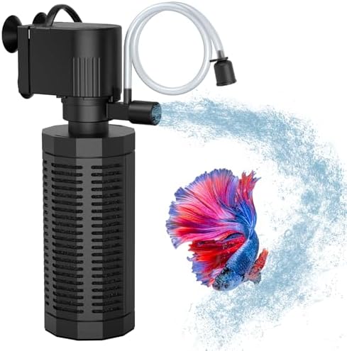 Aquarium Internal Filter w/Timer for 10-40 Gal. 132 GPH Small Quiet ...