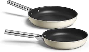 Amazon.com: Smeg 2PC Non Stick Fry Pan Set Cream, 9.5" Frypan and 11 ...
