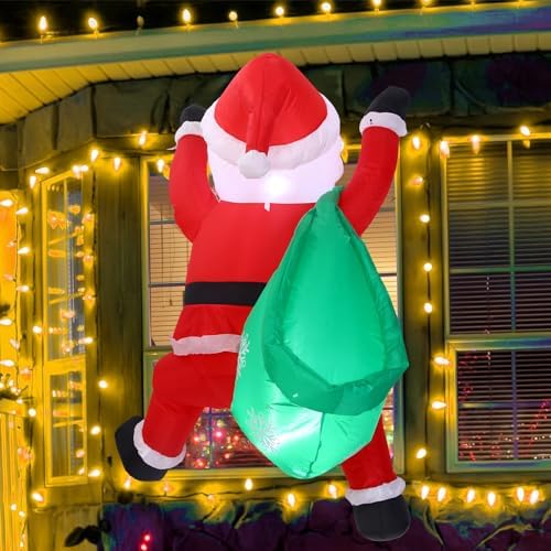 Amazon.com: Jenaai 4 ft Christmas Inflatable Santa Claus with Build in ...