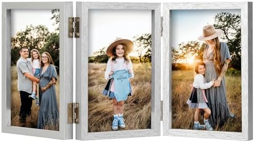 Triple 5x7 Photo Frame Hinged Folding Wood Picture Frame with Glass ...
