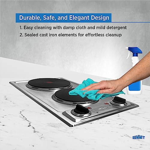 Summit CSD2B230 12” Wide 230V 2-Burner Solid Disk Cooktop, 3000W ...