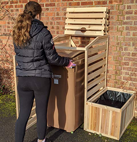 BinGarden Single Wheelie Bin Store with Bi-Fold Roof and matching ...