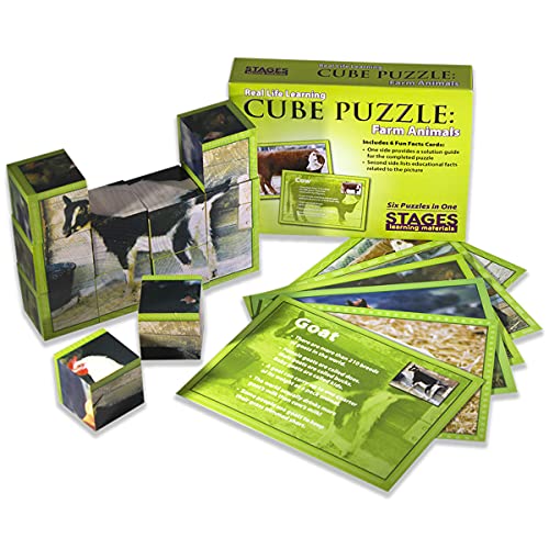 Snapklik.com : Stages Learning Wooden Farm Animal Cube Puzzle For ...