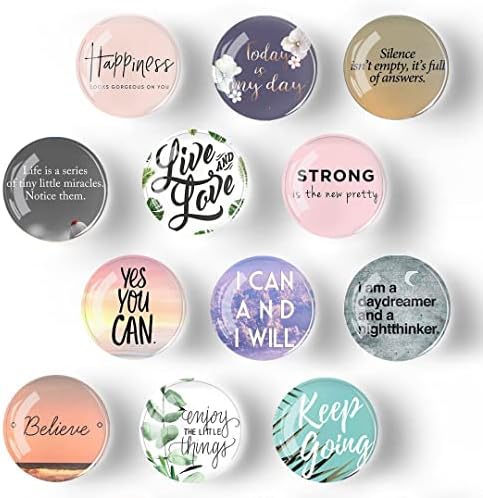 12Pcs Glass Strong Magnetic Refrigerator Magnet Fridge Sticker, Round ...