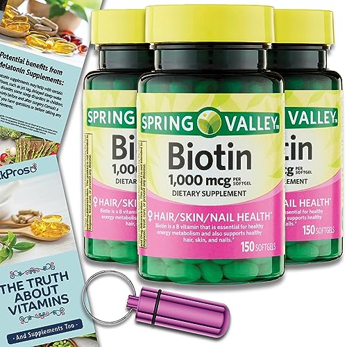 Snapklik.com : Spring Valley Biotin Softgels, 1000 Mcg, 150 Count 3 ...