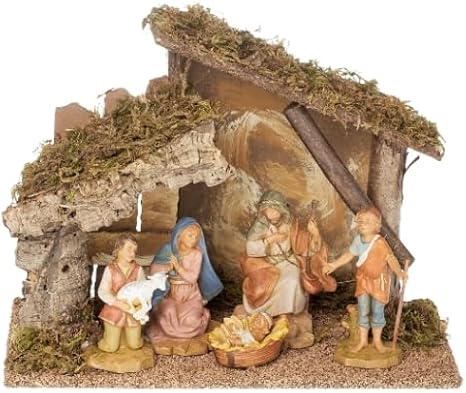 Amazon.com: Fontanini by Roman 5" Nativity Set with Italian Stable – 5 ...