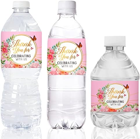 Amazon.com: Flower Water Bottle Labels Stickers Wedding Bottles Wraps ...