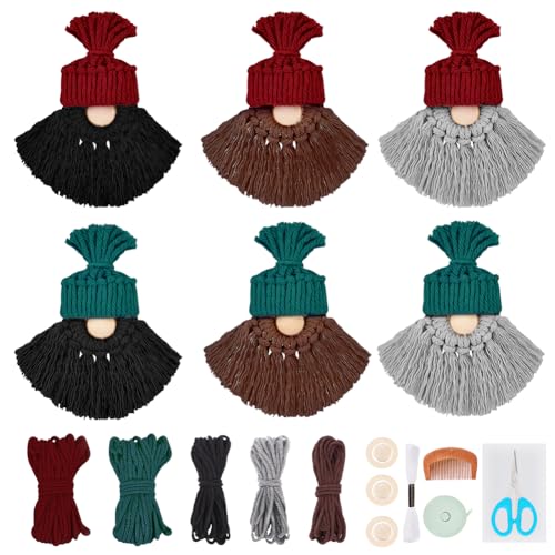 FREEBLOSS 6 Set DIY Santa Claus Kit Macrame Gnome Kit Macrame Christmas ...