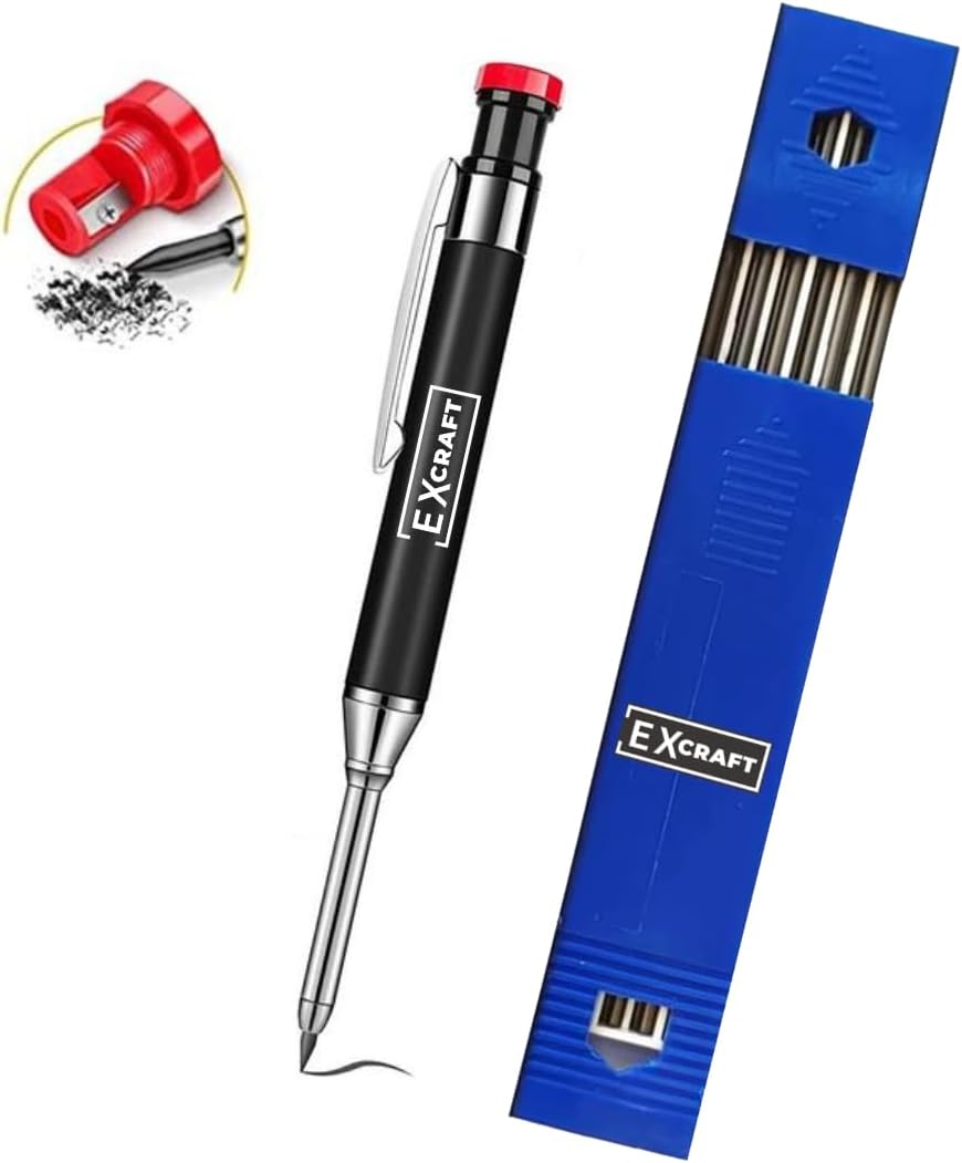 Amazon.com : EXcraft Metal Mechanical Carpenter Pencil with 6 Refills ...