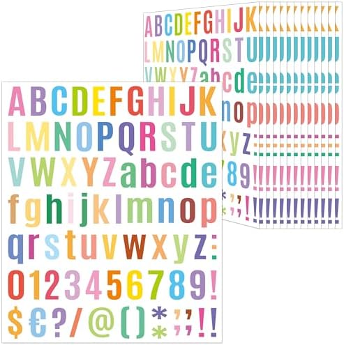 Amazon.com: 980 Pcs 12 Sheets Vinyl Letter Stickers Small 1 Inch,Number ...