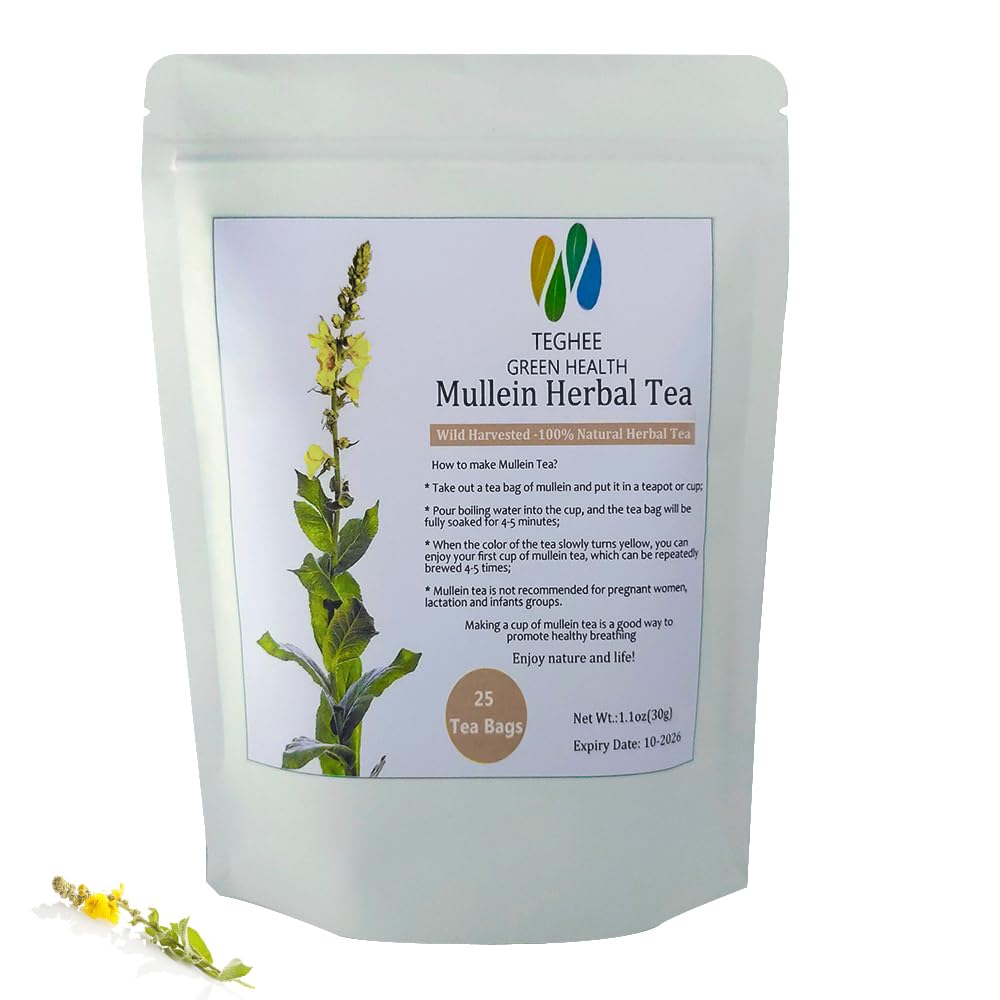 Amazon.com : Mullein Tea 25 Teabags - Natural Mullein Leaf Herbal Tea ...