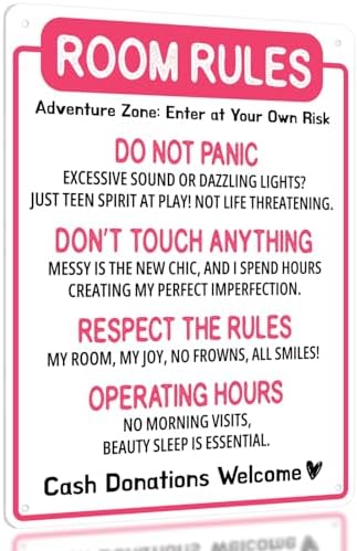 Amazon.com: Pink Teen Girl Bedroom Decor - Cute Metal Tin Sign With ...