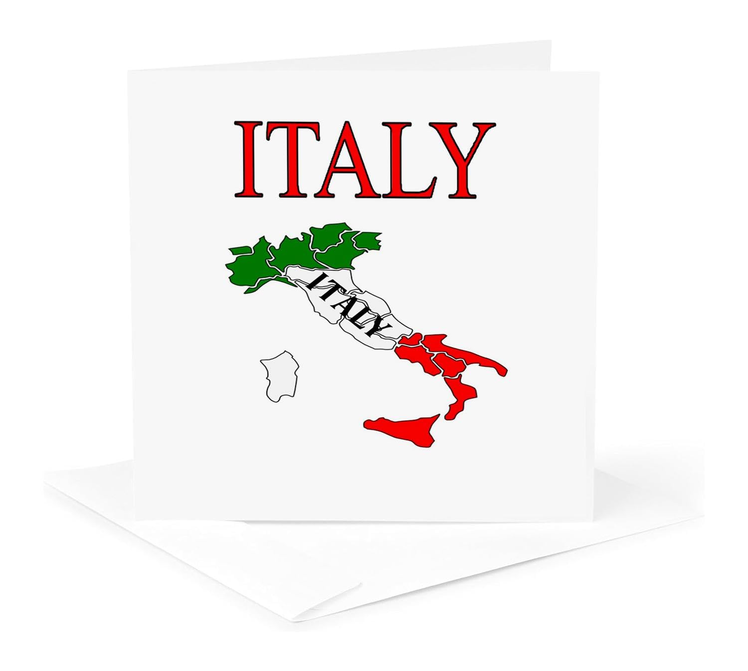 Amazon.com : Greeting Card - Image of Italy in Outline with Flag Colors ...