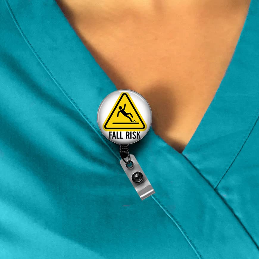 FALL RISK Badge Reel, Funny ER Nurse Badge Holder, X-ray Tech Badge ...